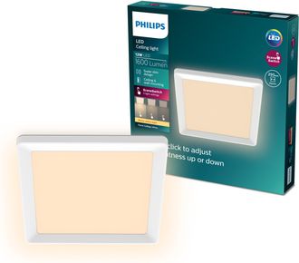 Philips LED SceneSwitch Deckenleuchte (12 W), rechteckig (30x30cm), mit warmweißen Licht, dimmbar, weiß