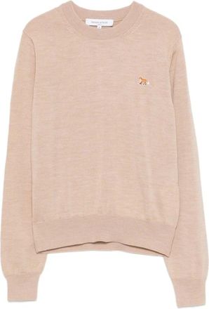 Maison Kitsun&eacute; Femme, Pulls, Beige, Taille: 38 FR Baby Fox Merino Regular Jumper