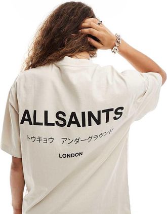 AllSaints x ASOS - Exclusivité - Underground - T-shirt oversize - Beige clair-Neutral