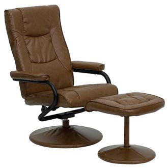 Flash Furniture Lehnsessel mit Polsterhocker, modern, Gestell mit Leder umwickelt, Metall, Palomino, 72 x 58 x 39 cm