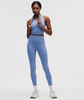 lululemon Wunder Train No Line High-Rise Leggings 25 f&uuml;r Frauen - Gr&ouml;&szlig;e 10 in Prep Blue