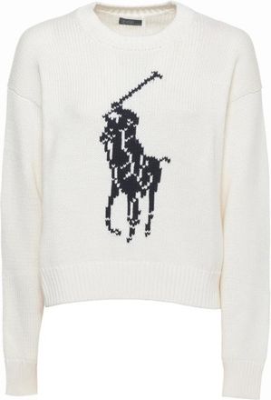 Ralph Lauren Femme, Pulls, Blanc, Taille: 36 FR Pull Ras du Cou