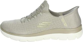 Skechers Femme Hands Free Slip-ins Summits Classy Night Basket, Taupe Mesh/Gold Trim, 38.5 EU