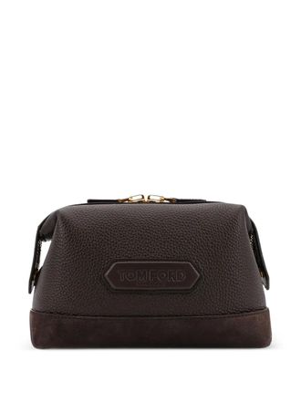 Tom Ford logo-patch clutch bag - Marron