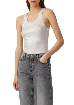 QS by s.Oliver Transparentes Ripptop im Metallic-Look