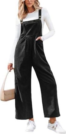 Cupshe Salopette en velours c&ocirc;tel&eacute; pour femme &agrave; col carr&eacute; sans manches avec poche avant Jambes larges d&eacute;contract&eacute;e et &eacute;l&eacute;gante pour lautomne et lhiver, Noir,