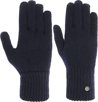 Lierys Gants pour Femme Merino - Made in Italy avec doigts en laine Hiver automne-hiver - L/XL bleu fonce
