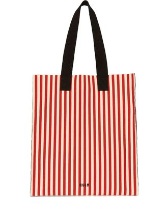 Msgm sac à main à rayures - Blanc