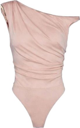 Elisabetta Franchi Femme, Tops, Rose, Taille: 42 FR Body en jersey avec &eacute;paule orn&eacute;e de bijoux