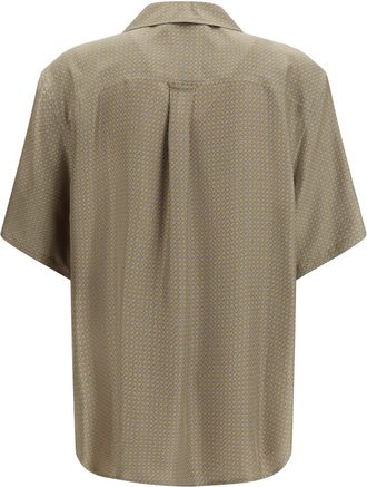 Saint Laurent Silk Satin Geometric Pattern Shirt - Gold