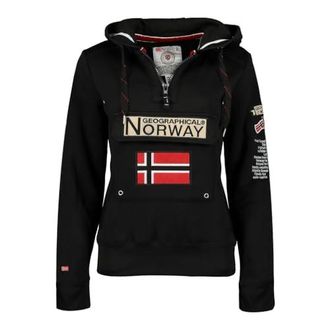 Geographical Norway GYMCLASS Sweat &agrave; capuche et poche kangourou pour femme avec logo de la marque et manches longues, Noir, XXL