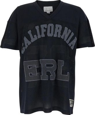 ERL Erl, Homme, Tops, Noir, Taille: L Mesh Football Tee Knit
