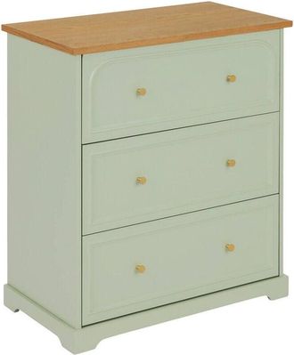 Atmosphera Kommode mit 3 Schubladen MOHEA, salbeigrün, 72 x 39 x 81 cm