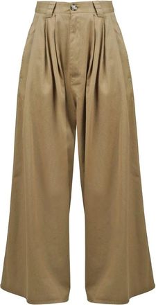 ottod'Ame Femme, Pantalons, Beige, Taille: 34 FR Wide Pantalons