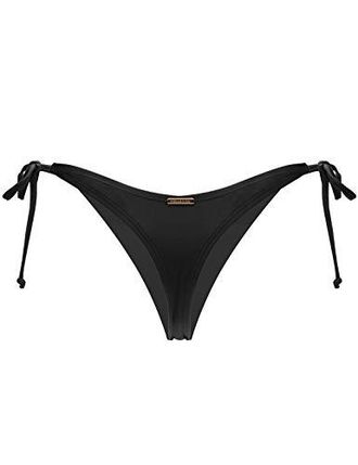 Relleciga Bas de Bikini String noué sur Le côté pour Femme, Noir, S