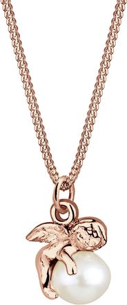 Elli Halskette Damen Engel mit Süßwasserzuchtperle in 925 Sterling Silber Rosé vergoldet