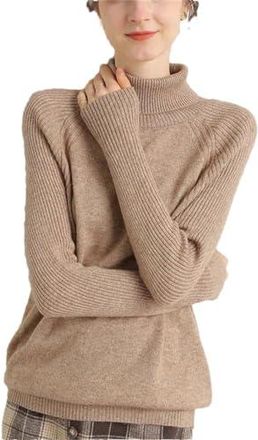 Generic Pull à col roulé en laine et cachemire à manches longues pour femme - Automne et hiver, mokka, S