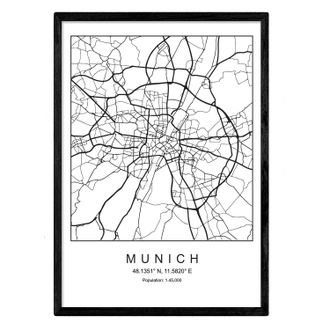 Nacnic Minimalistische Stadtplanen Poster. Geometrische Stil Wanddekoration Abbildung von M&uuml;nchen. Verschiedene Deutsche Stadtkarten, Pl&auml;nen und Reisen Bilde