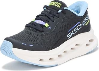 Skechers Femme Max Cushioning Glide Step Caledonia Hands Free Slip-ins Basket, Black Textile/Blue Trim, 37 EU