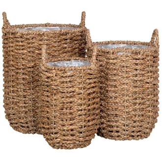 ebuy24 Ebuy24 - Lot de 3 cache-pots en jonc de mer naturel