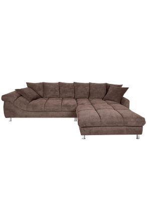 CARRYHOME Ecksofa, Taupe, Textil, 5-Sitzer, F&uuml;llung: Schaumstoff, Ottomane rechts, L-Form, einmalig seitenverkehrt montierbar, 337x228 cm, Stoffauswahl, R&uuml;cken 