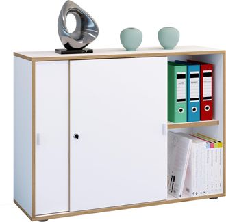 VCM B&uuml;roschrank mit 2 F&auml;chern/moderner Aktenschrank mit Schiebet&uuml;ren/Ma&szlig;e ca. H. 74 x B. 100 x T. 37 cm- Salia 2-Fach