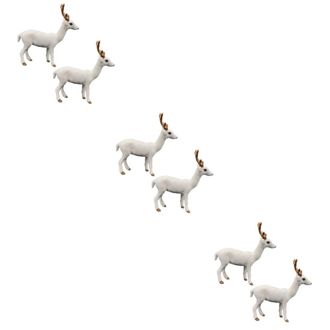 Cabilock 6st&uuml;cke Dekorative Wei&szlig;e Hirschornamente Mit Lebendigen Ausdr&uuml;cken Und Verarbeitung F&uuml;r B&uuml;cherregal Tisch Oder Auto- Gerader Kopf