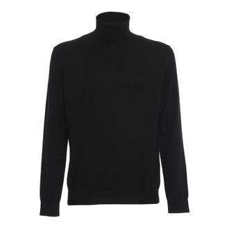 Emporio Armani Homme, Pulls, Noir, Taille: L Pull en Laine Vierge Noir avec Logo Aigle Brod&eacute;
