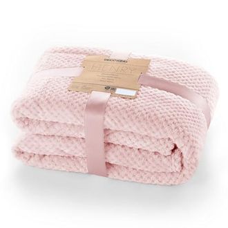 Decoking Couette en microfibre Couverture polaire Plaid Couvre-lit polaire doux de style scandinave Henry, Microfibre Rose Poudré 220x240 cm