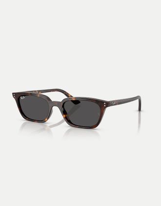 Ray-Ban Zaya - Lunettes de soleil rectangulaires à verres gris - Havane-Marron