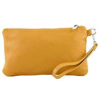 modamoda.de T193 - Pochette/Pochette Italienne Cuir Petit, Couleur:jaune moutarde