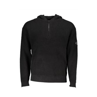 Calvin Klein Kapuzenpullover aus Baumwolle mit Logo-Detail und halbem Rei&szlig;verschluss - - Sweatshirts & Hoodies - Herren - Schwarzk - S
