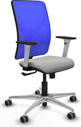 Piqueras y Crespo B&uuml;rostuhl mit wei&szlig;en und schwarzen Armlehnen, h&ouml;henverstellbare Lendenwirbelst&uuml;tze, ausgestattet mit 3 Positionen und Schneideschaum, Blau/Hellgrau