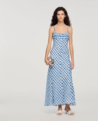 Sandro Langes Vichy-Leinenkleid