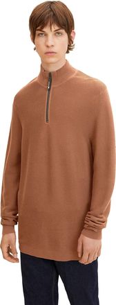 Tom Tailor Herren Troyer Strickpullover 1033629, 15037 - Light Wood Brown, L