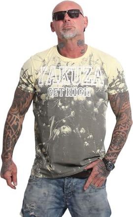 Yakuza T-shirt pour homme Get High Allover Regular, Gris, 6XL