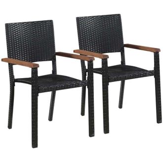 vidaXL Gartenst&uuml;hle 2 Stk. Poly-Rattan Schwarz vidaXL