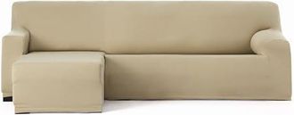 Eysa Bi-elastischer Sofabezug für Chaiselongue, mit kurzem Arm auf der linken Seite, Farbe: Beige, Design Harlem