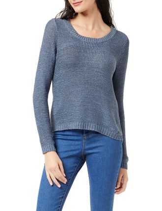 Only Damen Onlgeena Xo L/S KNT Noos Pullover,Blau (Vintage Indigo),36 (Herstellergröße: S)