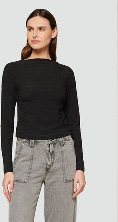 s.Oliver Langarmshirt T-Shirt Jersey-Shirt mit Strukturmuster und U-Boot-Ausschnitt