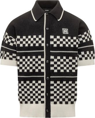 Amiri Homme, Pulls, Noir, Taille: M Chemise &agrave; Carreaux en Maille