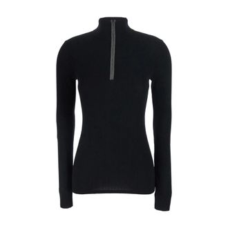 Brunello Cucinelli Femme, Pulls, Noir, Taille: 40 FR Pull Col Roul&eacute; Monili