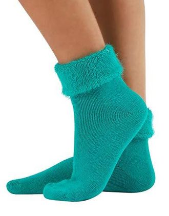 CALZITALY Chaussettes Hivernales Effet Angora | Socquettes Douces Thermiques | Multicolore | Taille Unique | Made in Italy (Turquoise)