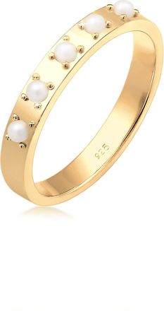 Elli Ring Damen Elegant Schlicht mit Synthetische Perlen aus 925 Sterling Silber