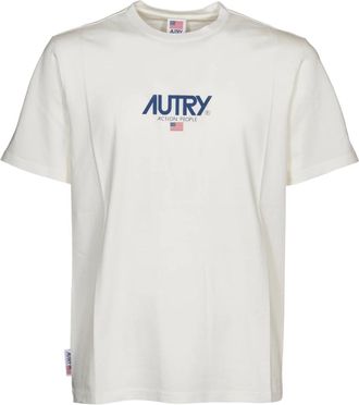 Autry Homme, Tops, Blanc, Taille: XL T-shirt &agrave; col rond
