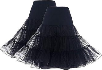 Dresstells Dresstells Jupon ann&eacute;es 50 Vintage en Tulle Rockabilly Petticoat Longueur 66cm/26,2 Jupons(Noir*2) L