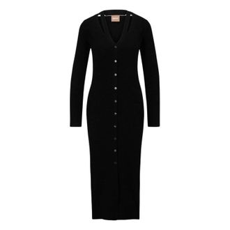 HUGO BOSS Midikleid f&uuml;r Damen, Baumwolle (Schwarz)