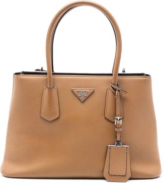 Prada Hobo Bags - Saffiano Cuir Turnlock Twin Satchel - Gr. unisize - in Braun - f&uuml;r Damen