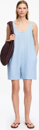 Arket Kurzer Jumpsuit Aus Leinen -Blau