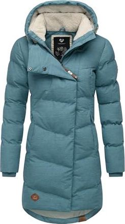 Ragwear Manteau dhiver imperméable pour femme - Manteau matelassé chaud et long avec capuche - Pavla Intl XS-6XL, Bleu pierre 25, L